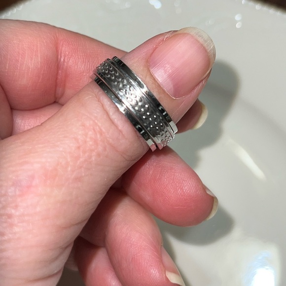 Vintage | Jewelry | Titanium Silver Spinner Fidget Wedding Band Ring Sz ...